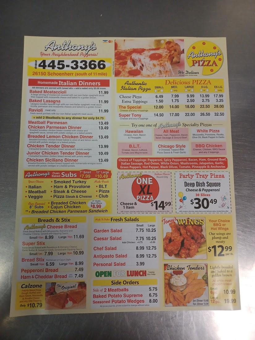 Anthony's Pizzeria Warren - Pizza restaurant in Warren, MI